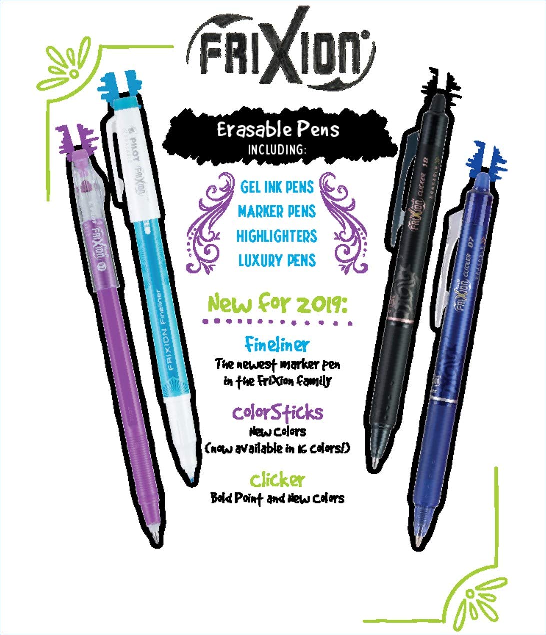 PILOT FriXion Clicker Erasable, Refillable & Retractable Gel Ink Pens, Fine Point, Assorted ...