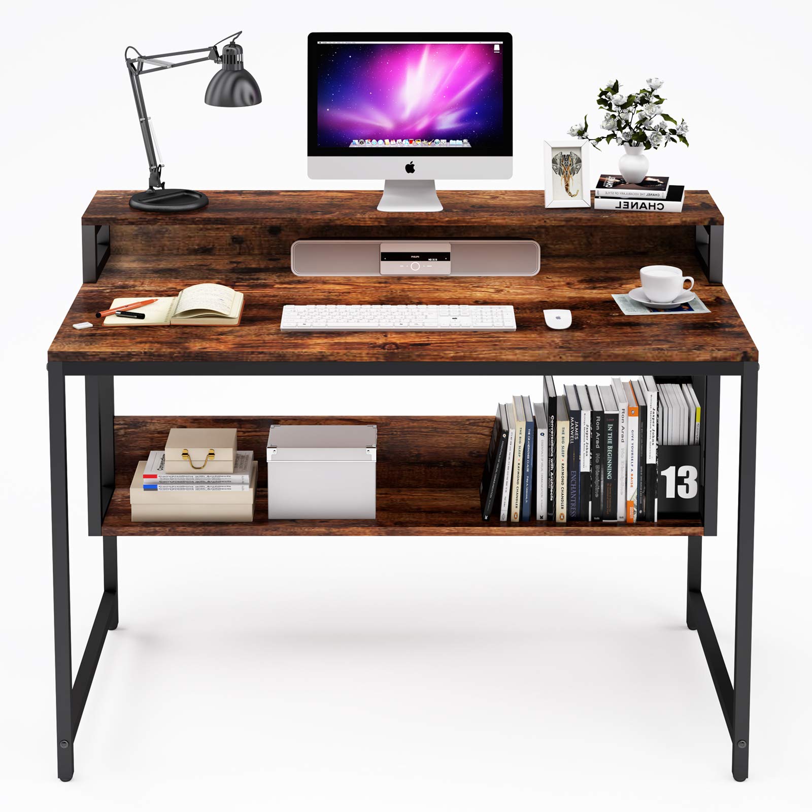 Buy Kayle Computer Desk Table with Storage Shelf and Bookshelf, Home ...