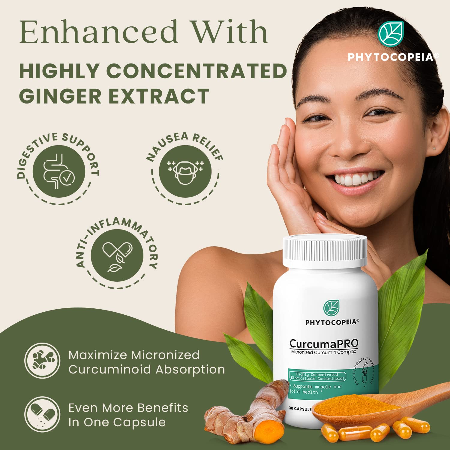 Mua Phytocopeia- CurcumaPRO Micronized Curcumin Complex BDMC & Ginger Extract for Enhanced ...
