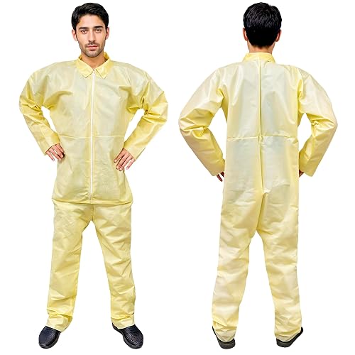 AMZ Medical Supply Yellow Disposable Coveralls for Men and Women, Large ...