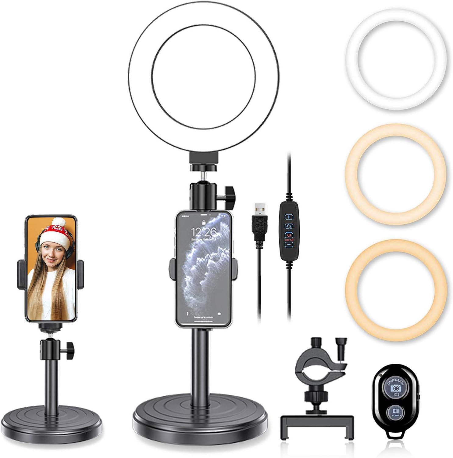 Rayzi LED Ring Light 6.3",360 Degrees Rotatable,with: Amazon.co.uk ...