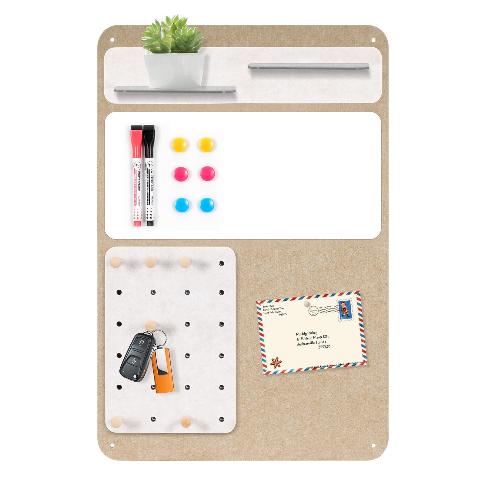 AMUSIGHT Felt Board Bulletin Board Organizer with Hooks, 24" X 16" Key ...