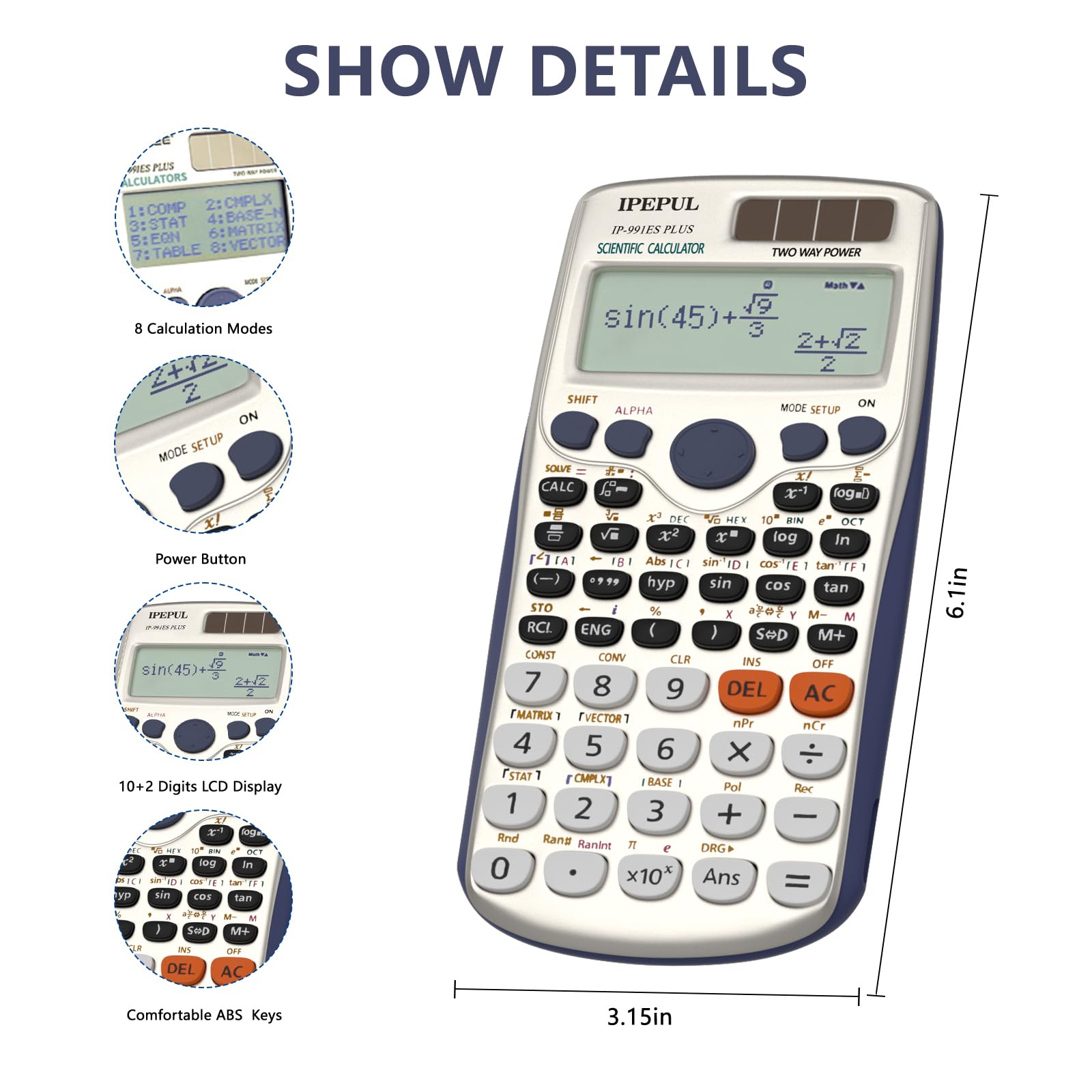 Mua Scientific Calculators, IPepul Math Calculator with 417 Function ...