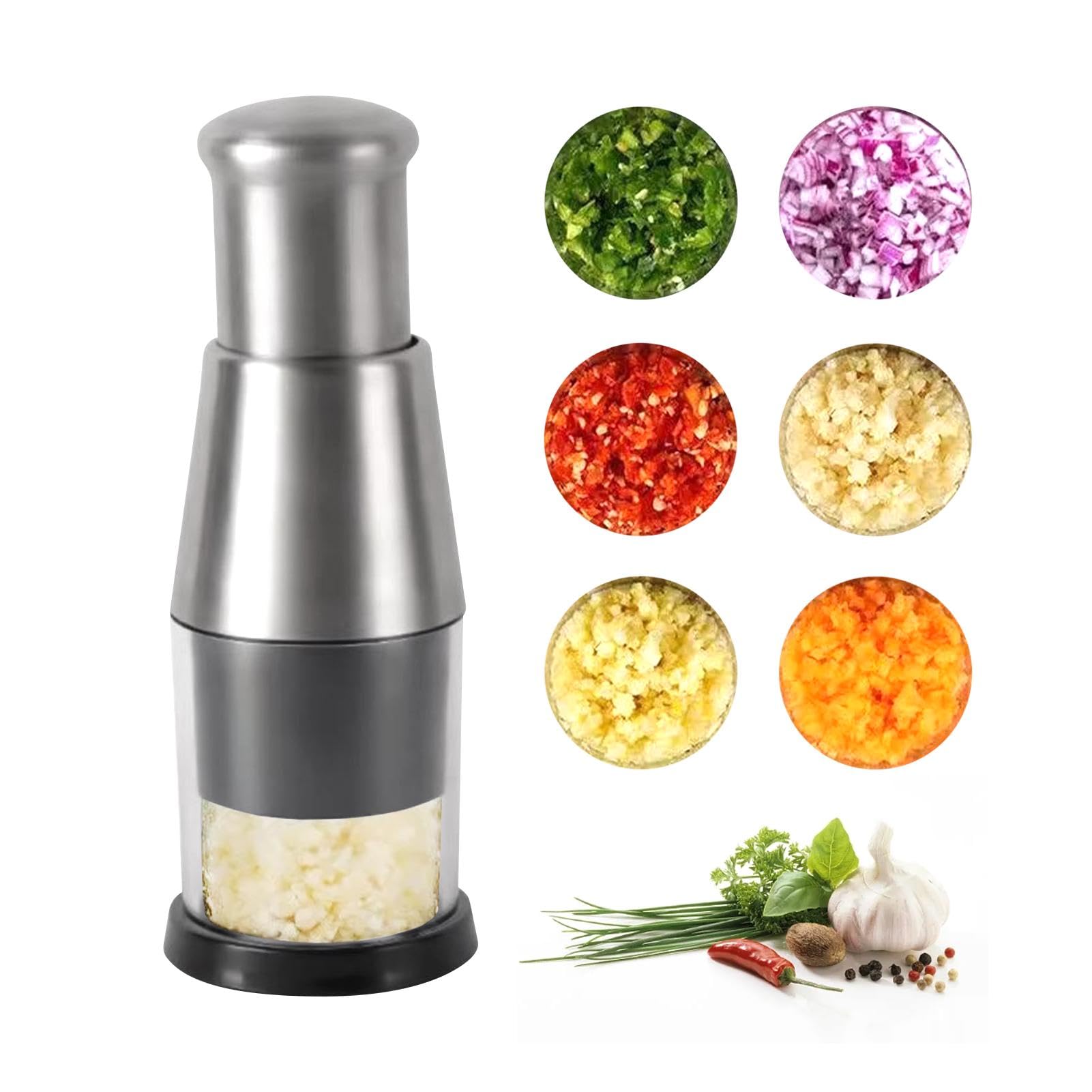 Manual Pressed Chopper Mini Hand Food Chopper, Stainless Steel Garlic ...