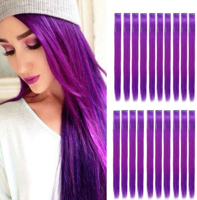 20PCS Colored Clip in Hair Extensions 21" Colorful Hair Extensions for ...