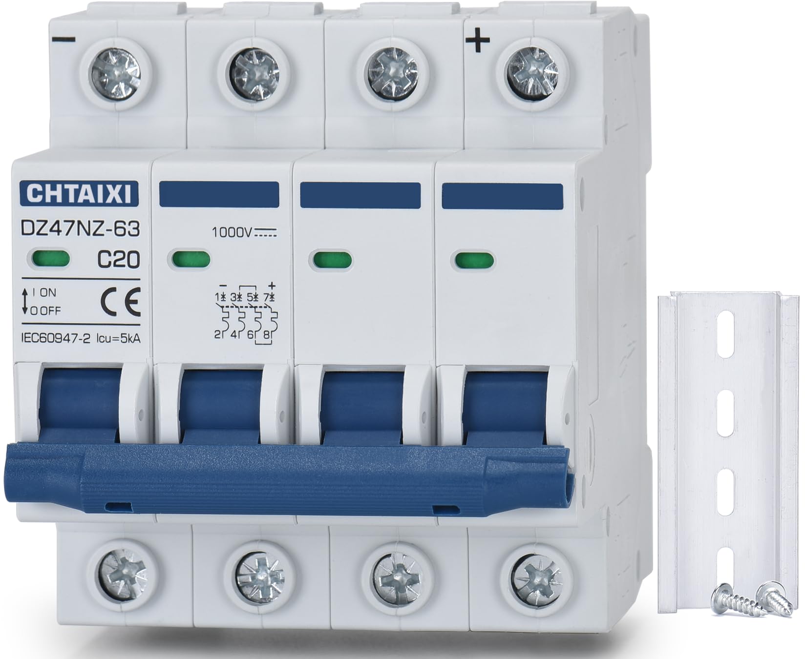 CHTAIXI DC Miniature Circuit Breaker, 4 Pole 1000V 20 Amp Isolator for ...