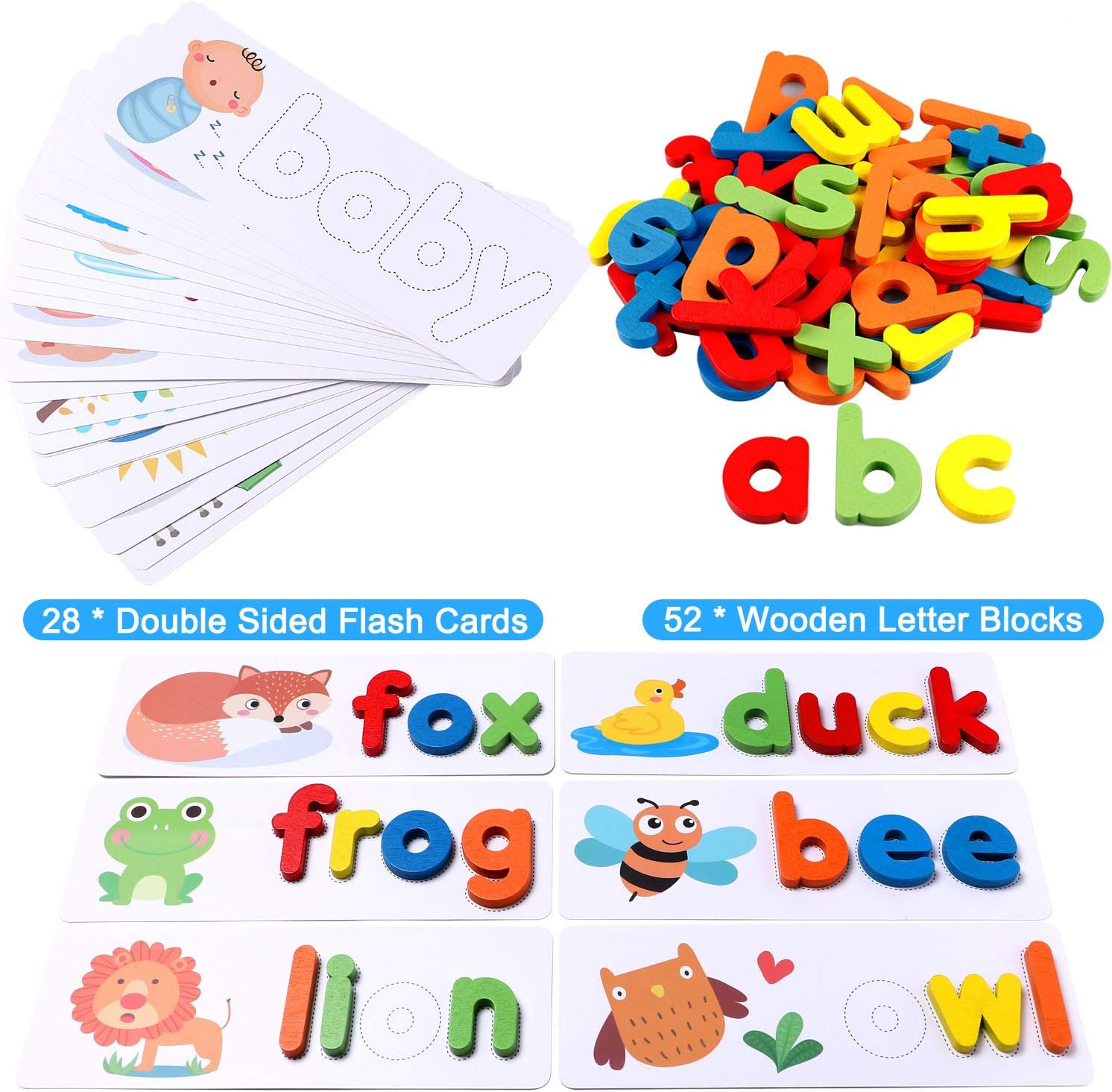 Lewo Alphabet Flash Cards Wooden Letter Puzzles Alphabet Puzzle See and ...