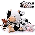 Amazon.com: Sumind 5 Pcs Cow Plush Animals Set 13.78 Inch Mommy Cow Stuffed Animal with 4 Baby ...