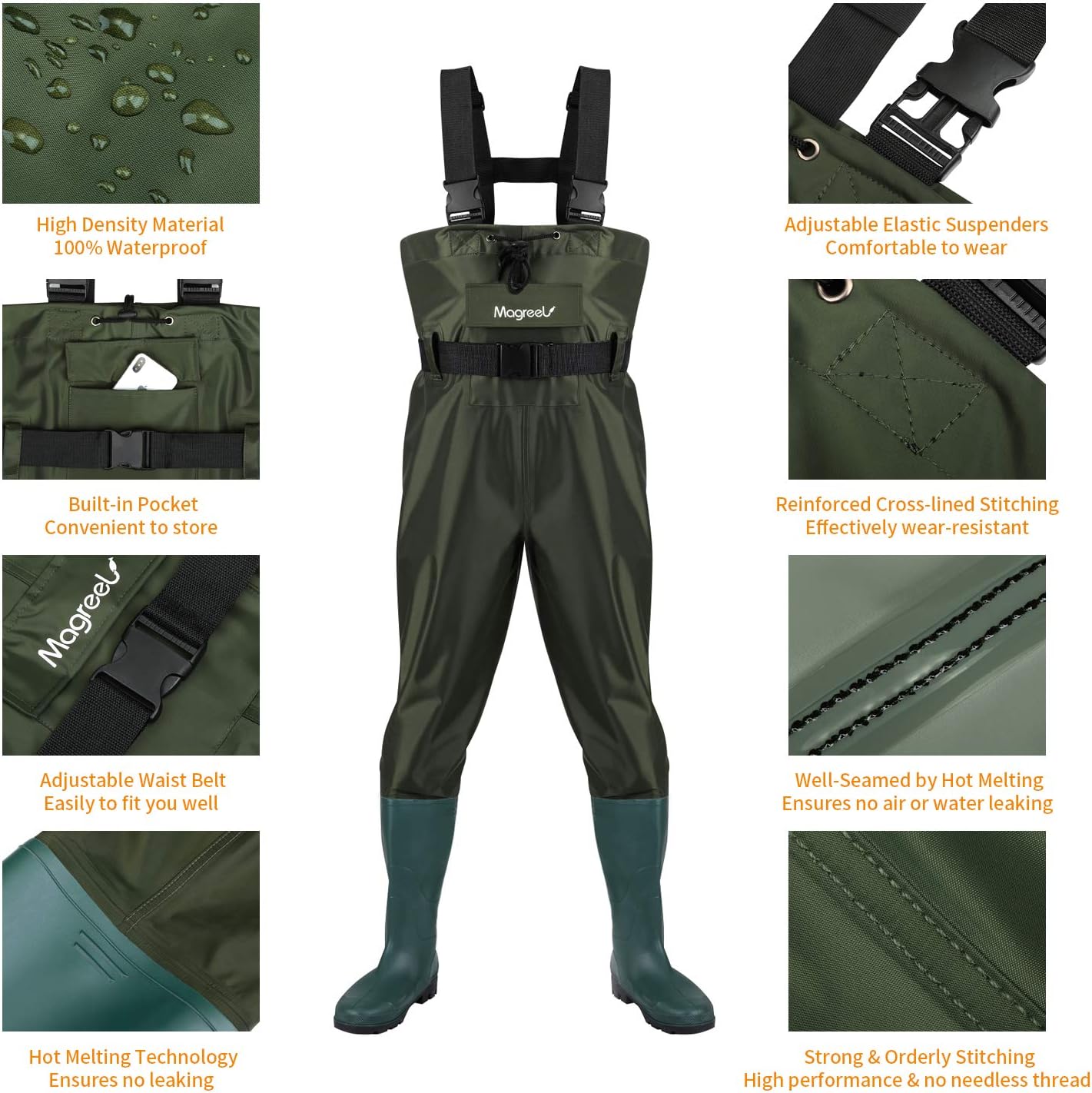 Magreel Chest Waders Waterproof Lightweight Fishing Hunting Chest ...