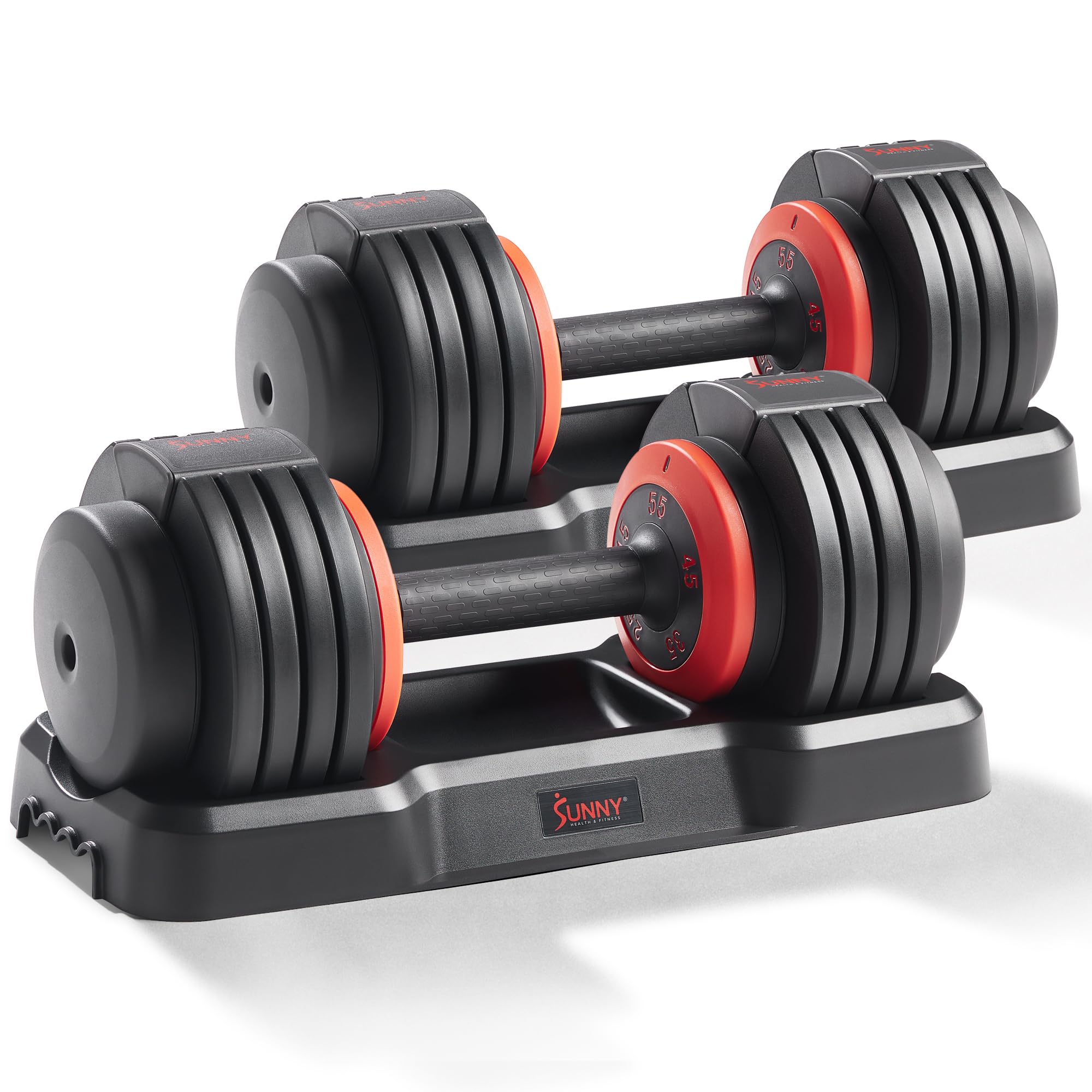 Sunny Health & Fitness Elite Adjustable Dumbbell 55-Pound, Space Saver ...
