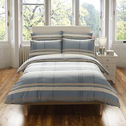 SINGLE SIZE BLUE CHECK DUVET QUILT COVER BED SET: Amazon.co.uk: Kitchen ...