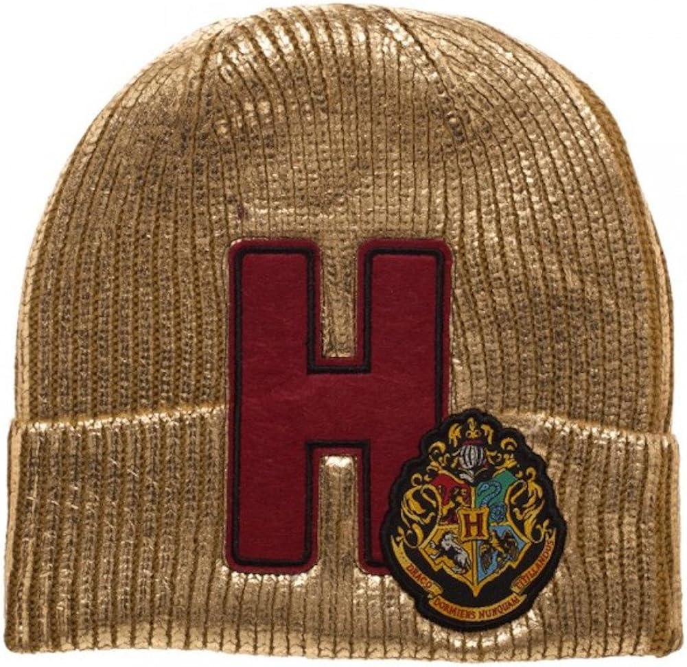 Harry Potter Hogwarts Metallic Acrylic Coated Beanie Hat at Amazon Men ...