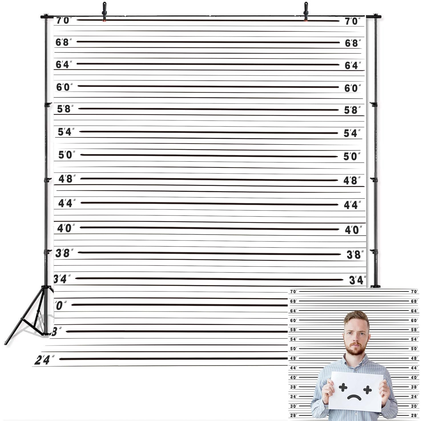 KUKUSOUL 5x7ft Mugshot Backdrop Police Lineup Height Charts Photo Props ...