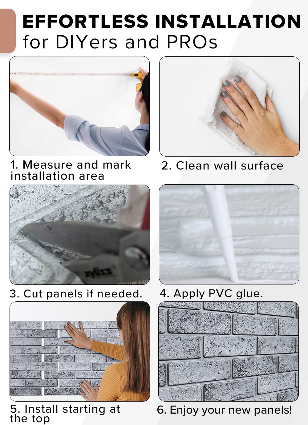 Mua Smart Profile – 3D Wall Panels | Non-Adhesive Interior Faux Brick ...