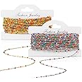 Amazon.com: 52.5 Feet Colorful Bead Stainless Steel Link Chain in Gold ...