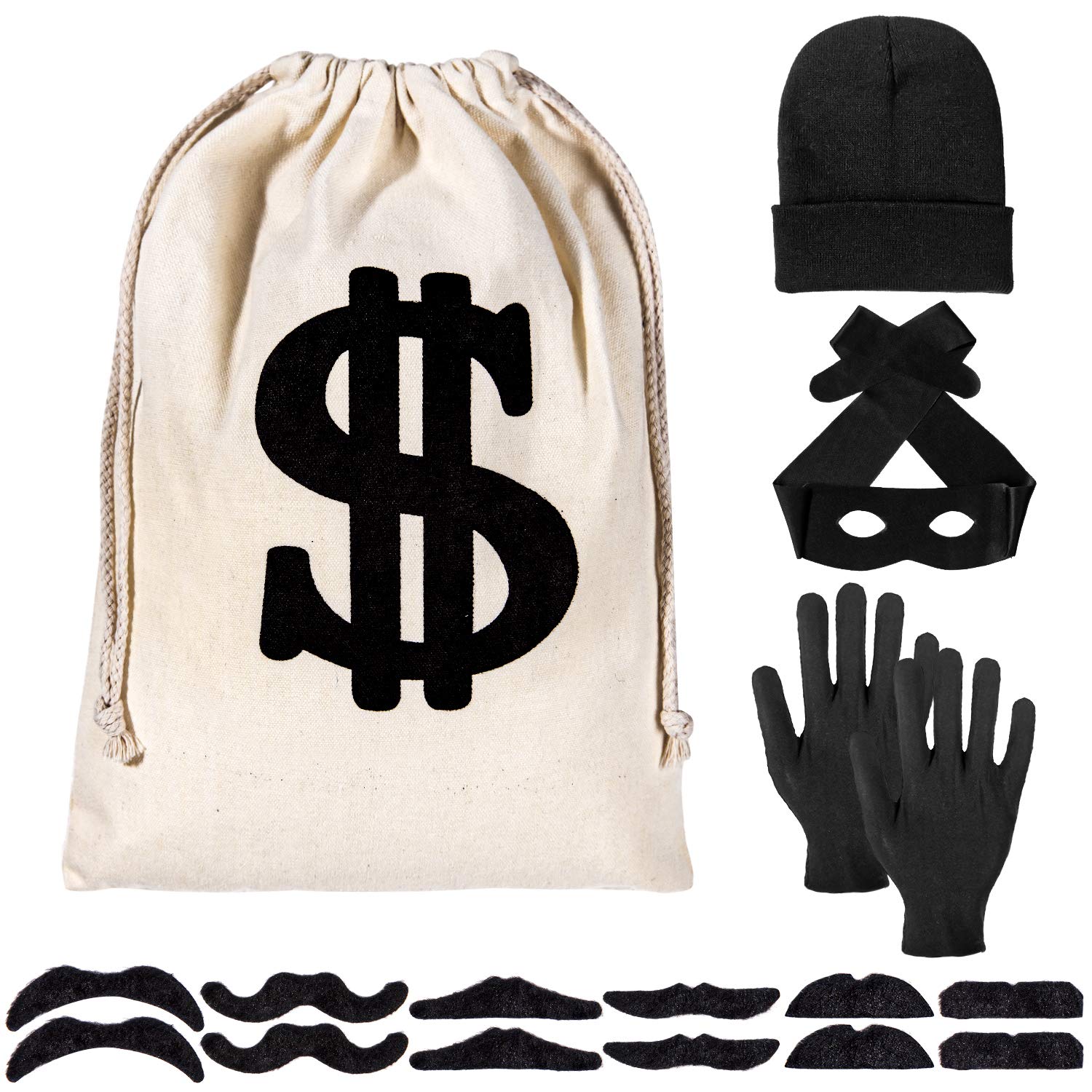 Mua 16Pcs Robber Costume Set Dollar Sign Money Bag Bandit Eye Cover ...