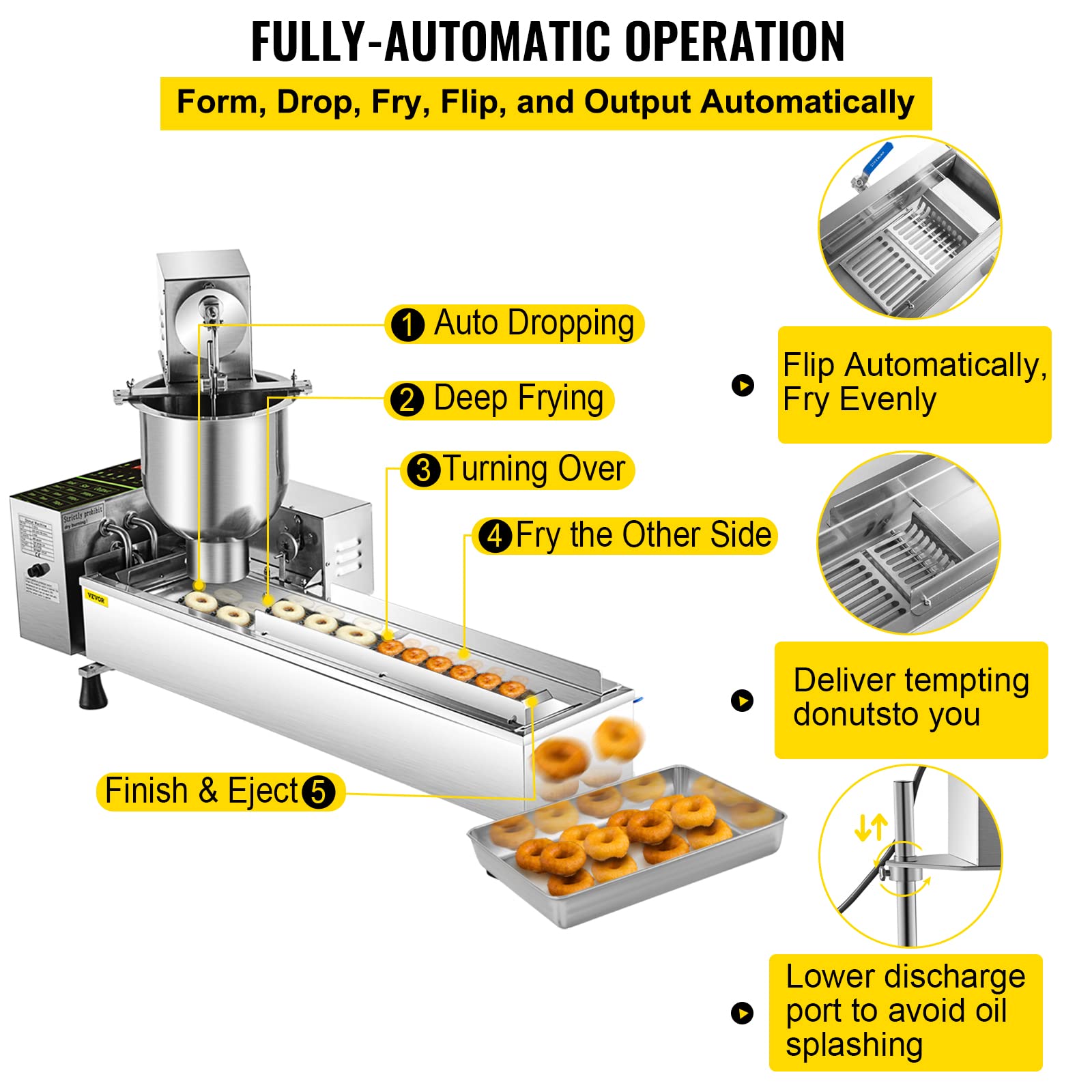 Mua VEVOR 110V Commercial Automatic Donut Making Machine, Single Row ...