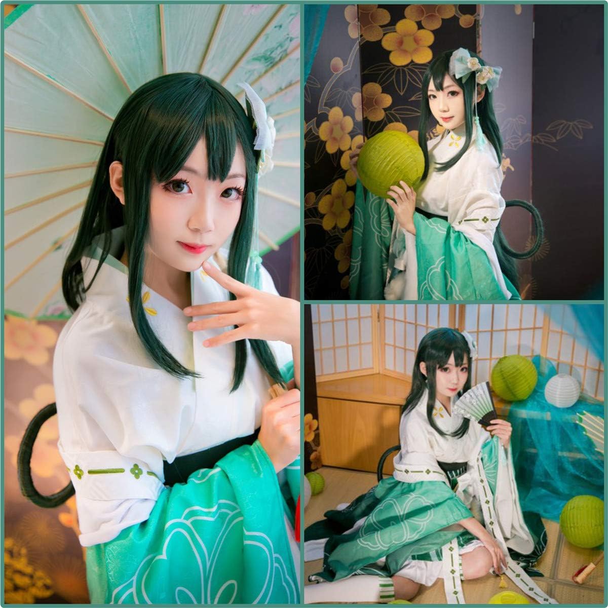 Anime Cosplay Asui Tsuyu Wigs Dark Green Froppy Long Wigs With ...