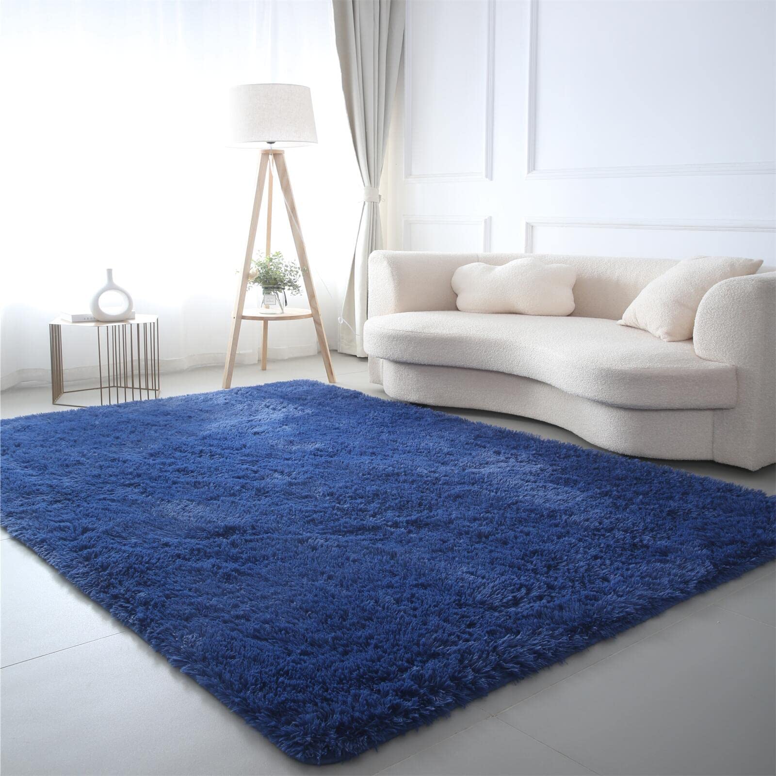 CAIYUECS Blue Area Rug for Living Room: Indoor Ultra Soft Shag Plush ...