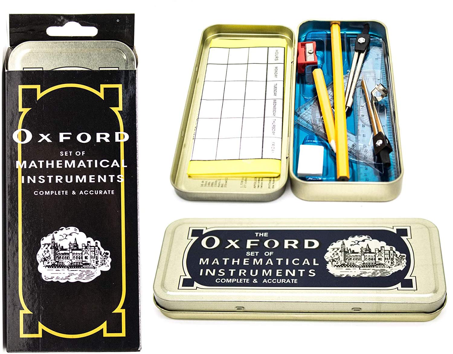 Buy The Oxford Maths, Technical Geometry Set With Tin Case Stationery ...