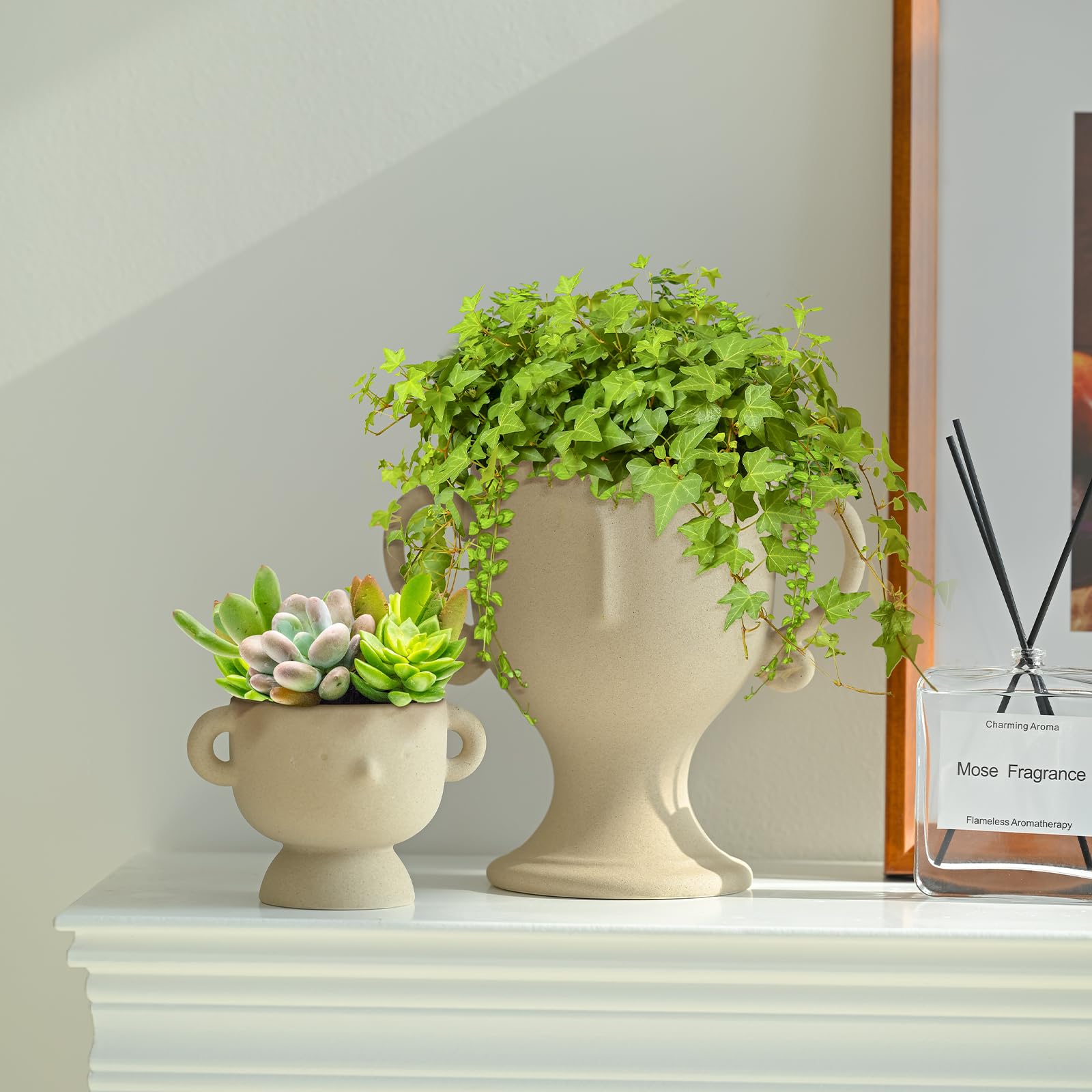 DN DECONATION Head Plant Pots, Ceramic Face Planters Flower Pots Set of ...