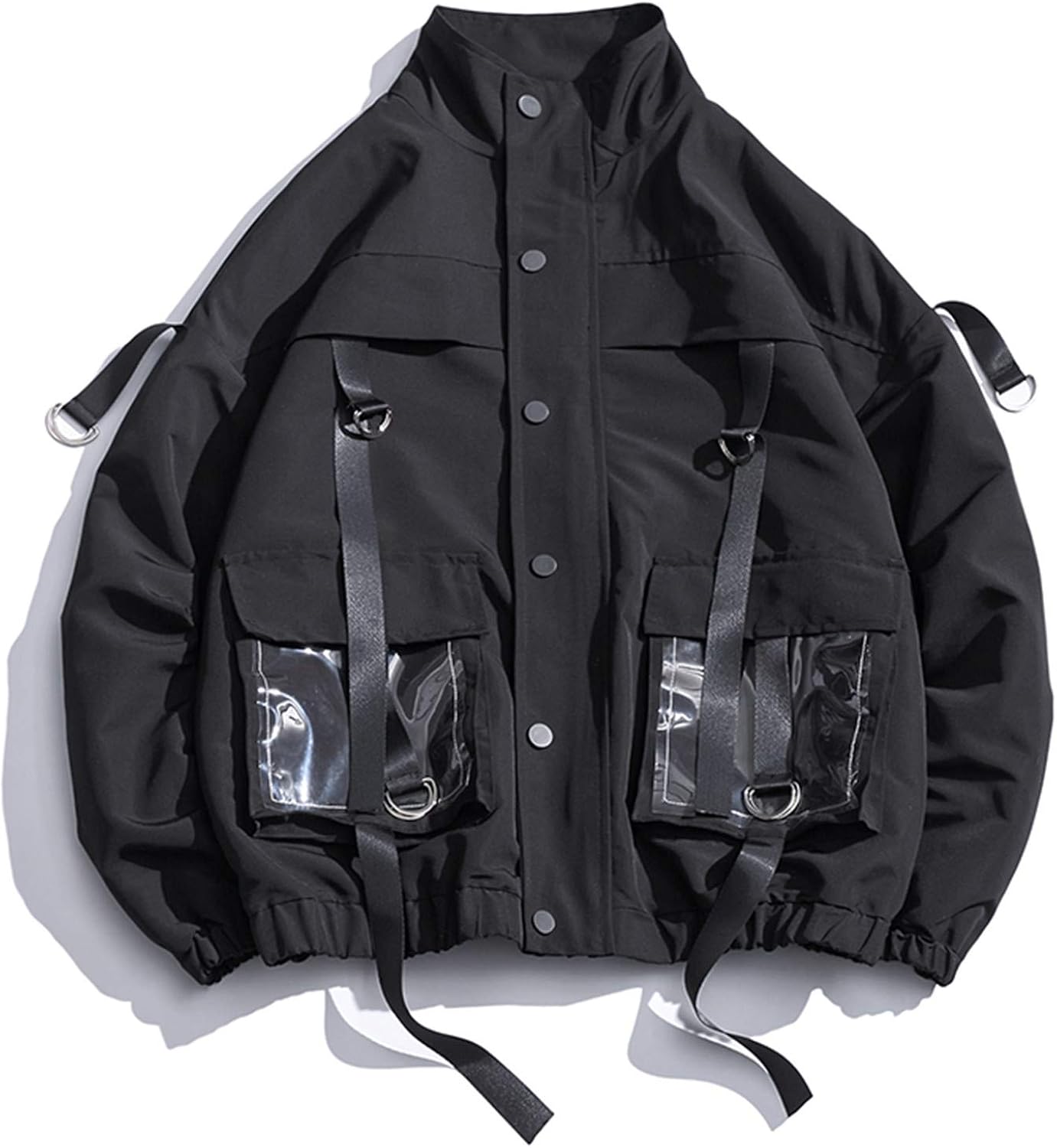 Men Streetwear Hip Hop Military Jacket Spring Solid Bomber Ribbons ...