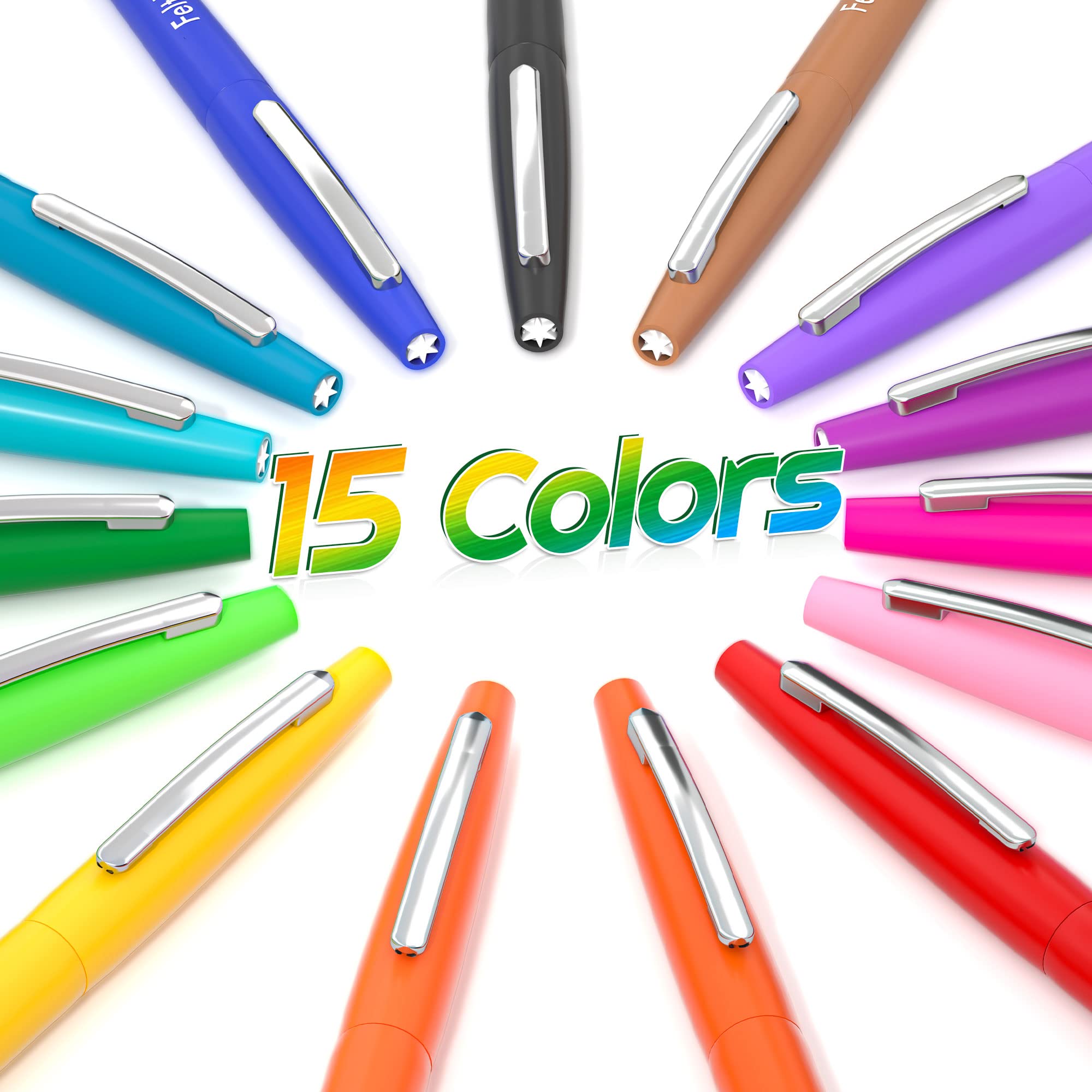 Lelix Felt Tip Pens, 15 Colors, 0.7mm Medium Point Felt Pens, Felt Tip ...