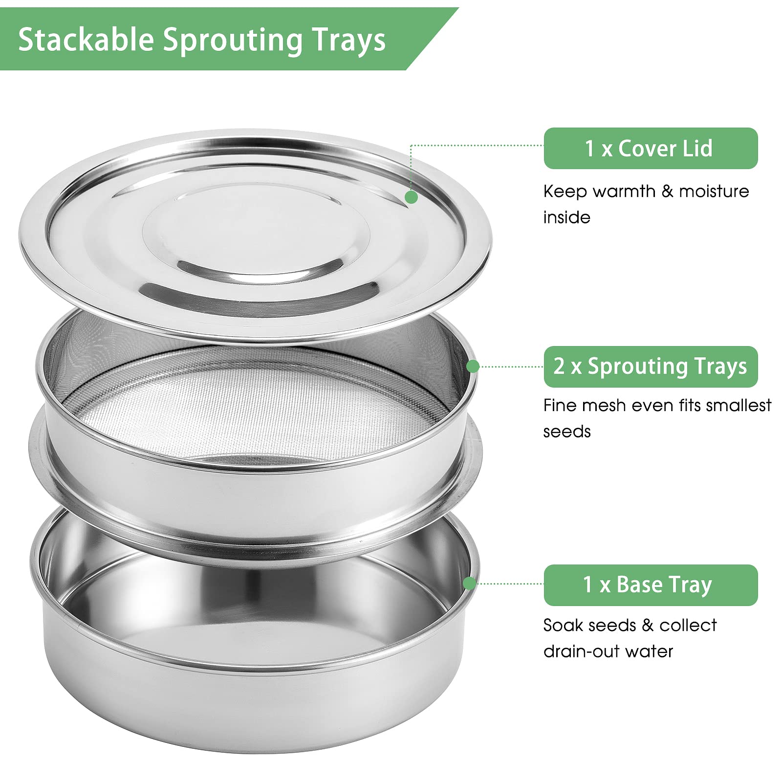 Mua UXIVCKI Stainless Steel Seed Sprouting Kit, Stackable 2-Tier Mesh ...