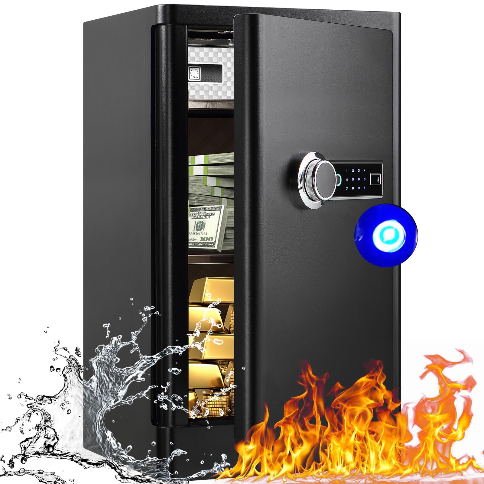 6.1 Cuft Extra Large Bometric Safe Fireproof Waterproof For Home Use ...