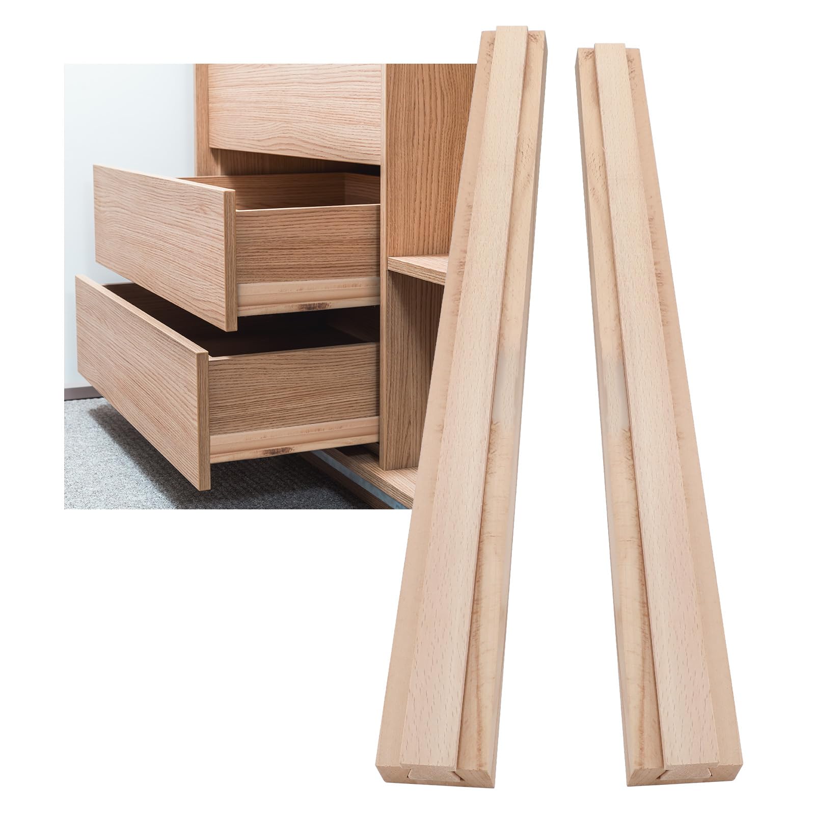 LONTAN 13.8 Inch Wooden Drawer Slides Bottom/Side Mount Drawer Glides ...