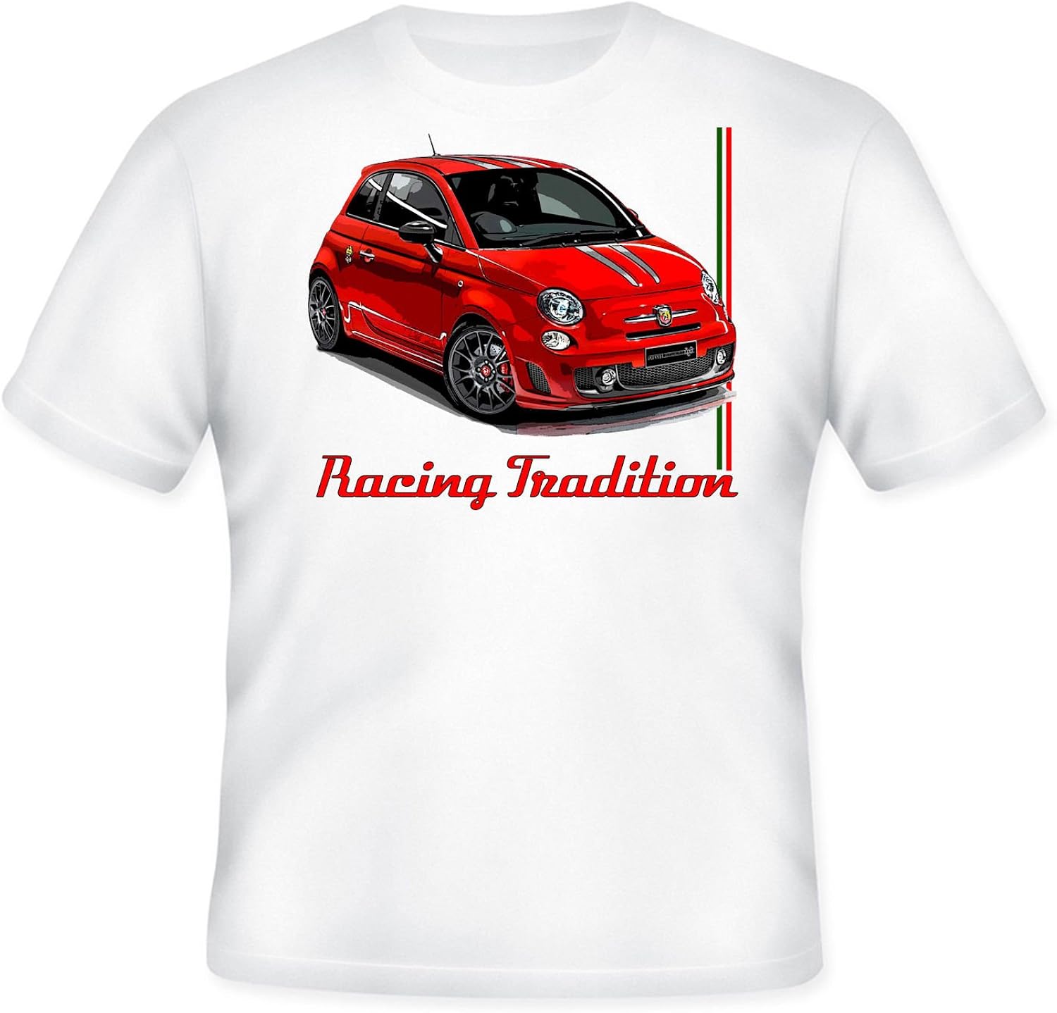 TEESANDENGINES Men's Fiat 500 Abarth Inspired 11 White T-Shirt: Amazon ...