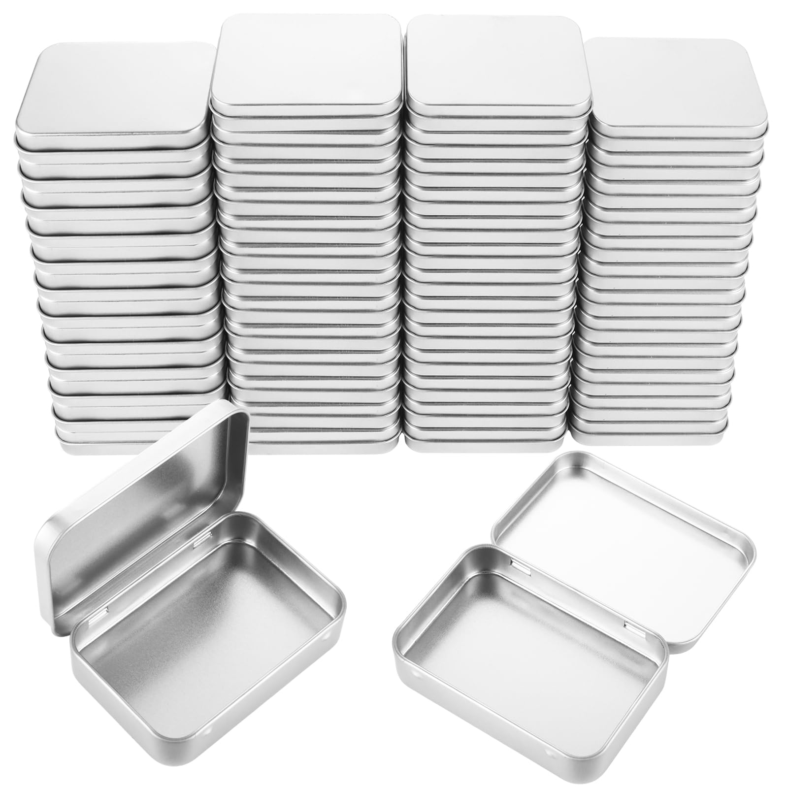 DIRBUY 50 Pack Mini Empty Metal Tins Box with Lid, Rectangular Metal ...