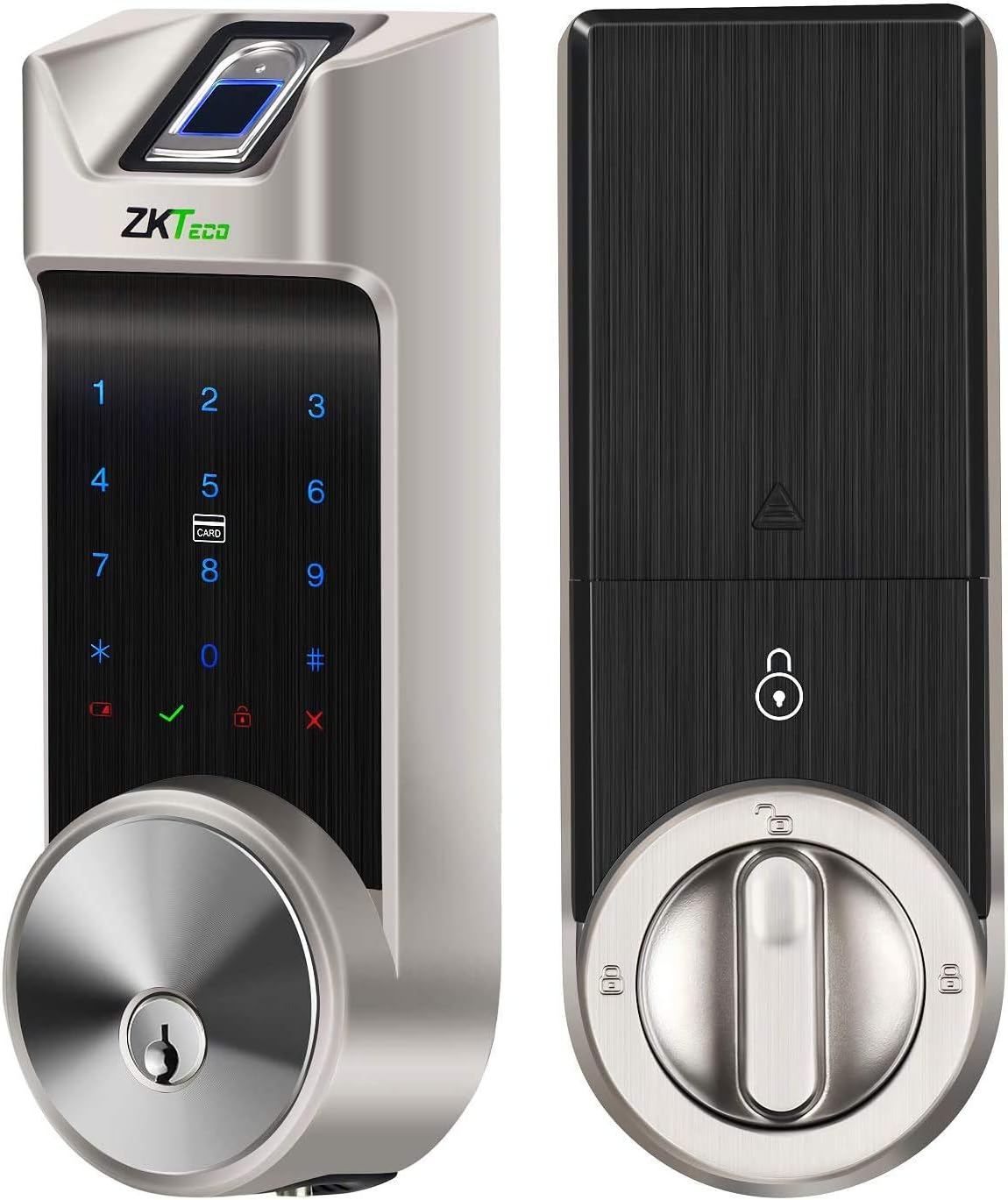 ZKTeco Fingerprint Door Lock Deadbolt, Touchscreen Keypad Auto Lock Smart Lock, 5-in-1 Keyless ...