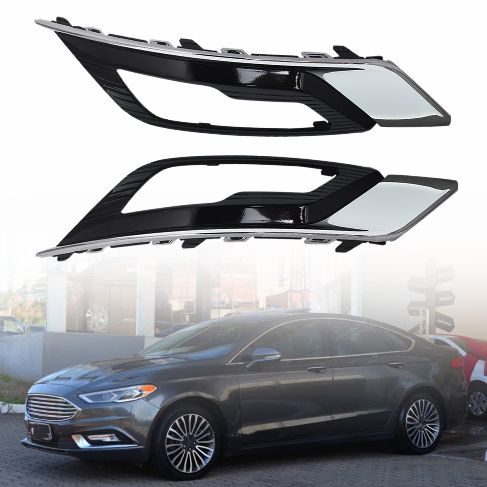 ANTUKO 2Pcs Front Bumper Fog Light Cover Grilles Left and Right Side ...