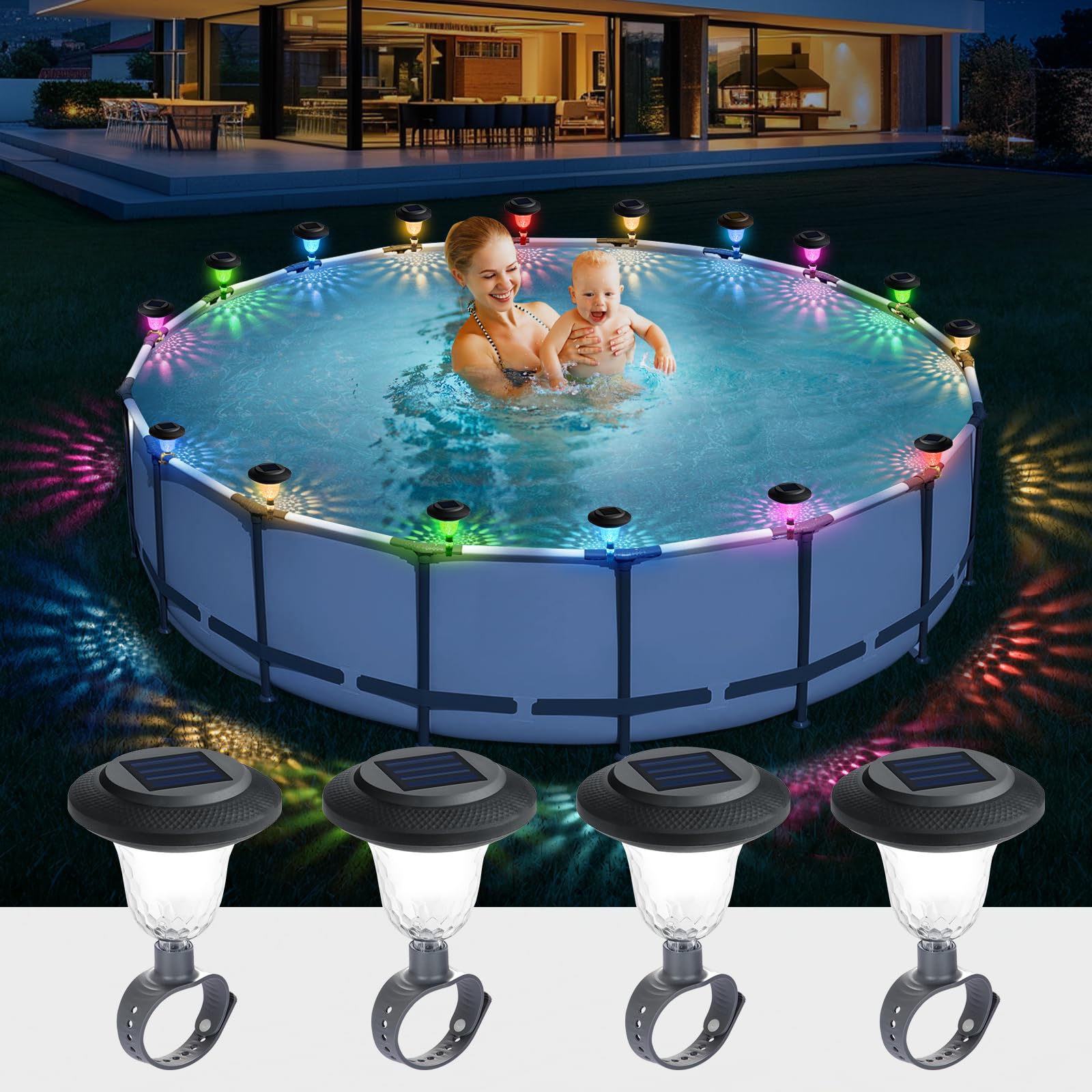 SALMOPH Pool Lights for Above Ground Pools, Waterproof Frame Pool ...