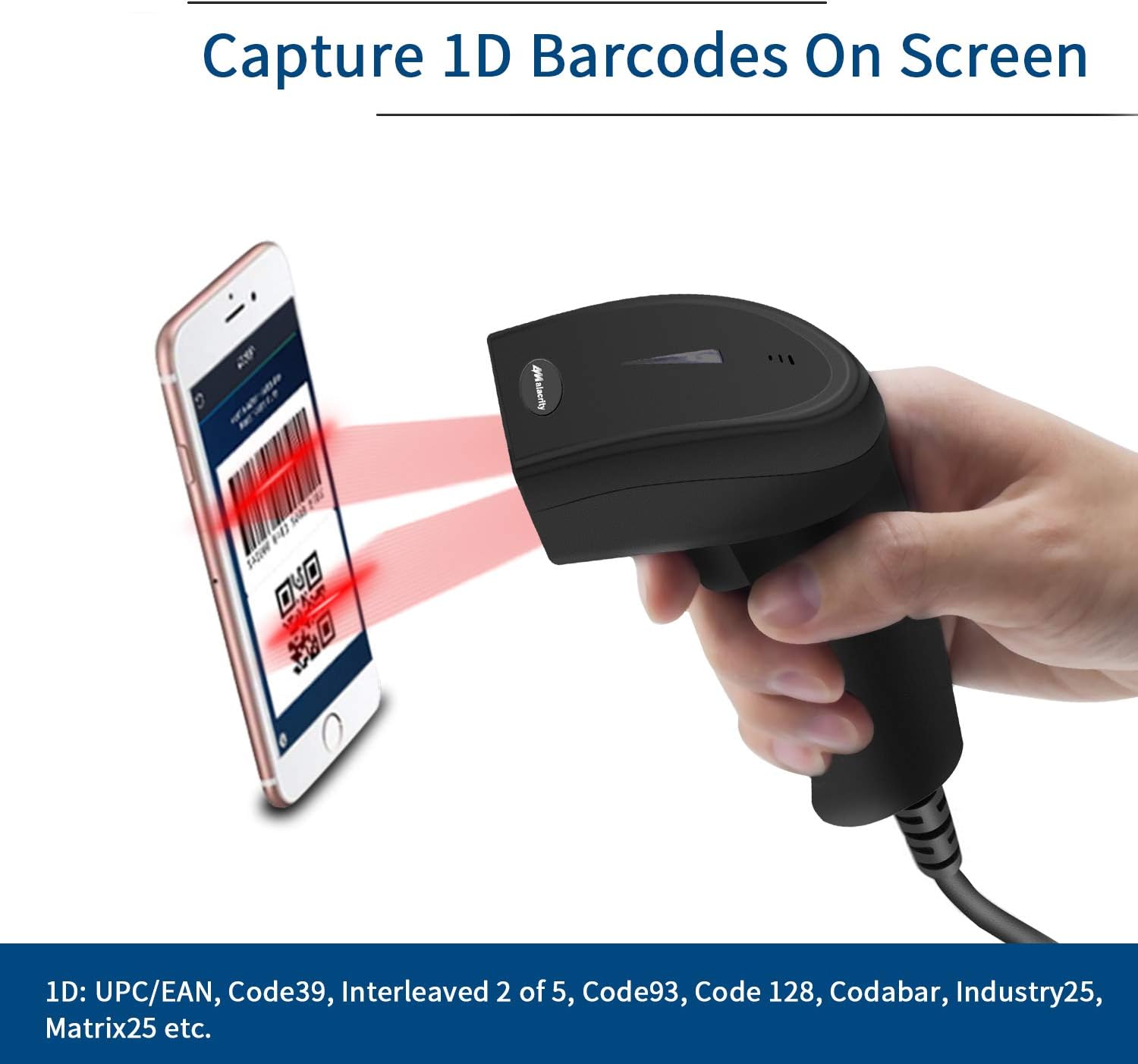 Alacrity 1D Wireless Barcode Scanner,Handheld 2.4GHz Wireless Bar Code ...