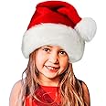 Amazon.com: Christmas Hat, Santa Hat, Xmas Holiday Hat for Adults , Unisex Velvet Comfort ...