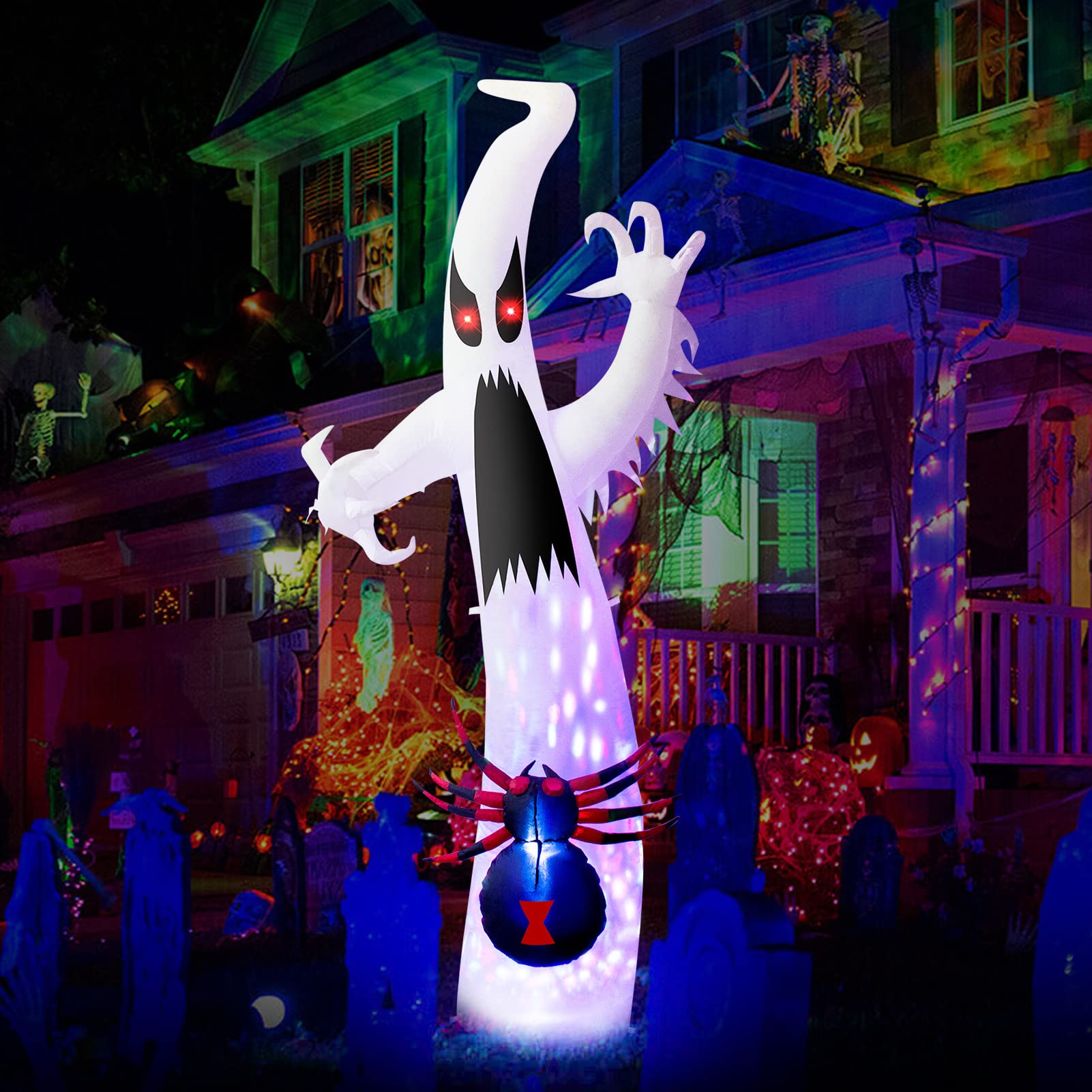 Mua 8FT Halloween Inflatable White Ghost with 3D Spider, Scary Spooky ...