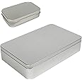 Amazon.com: XL (8.5 x 5.3 x 1.9 In) Silver Metal Rectangular Empty Tin ...