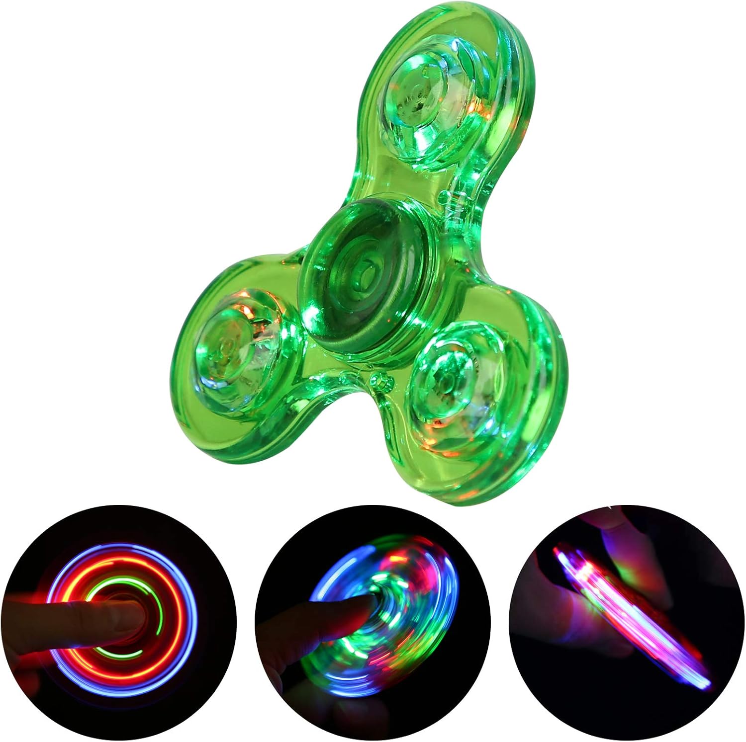 Amazon.com: SCIONE Fidget Spinners,LED Light up Clear Fidget Toys, ADHD ...