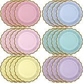 Amazon.com: Whaline 48Pcs Spring Pastel Paper Plates Easter Gold Edge ...
