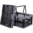 Amazon.com - Jandson 2 Packs Plastic Folding Storage Crate with Handle ...
