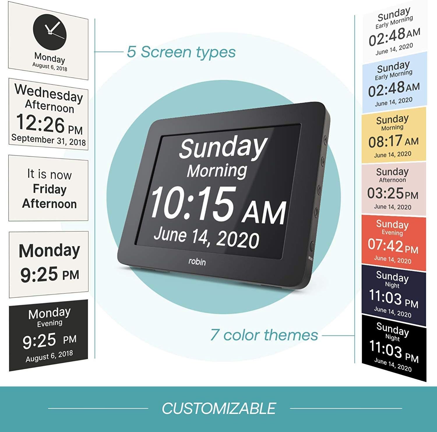 Robin, 2020 Version, Digital Day Clock 2.0 with Custom Alarms and ...