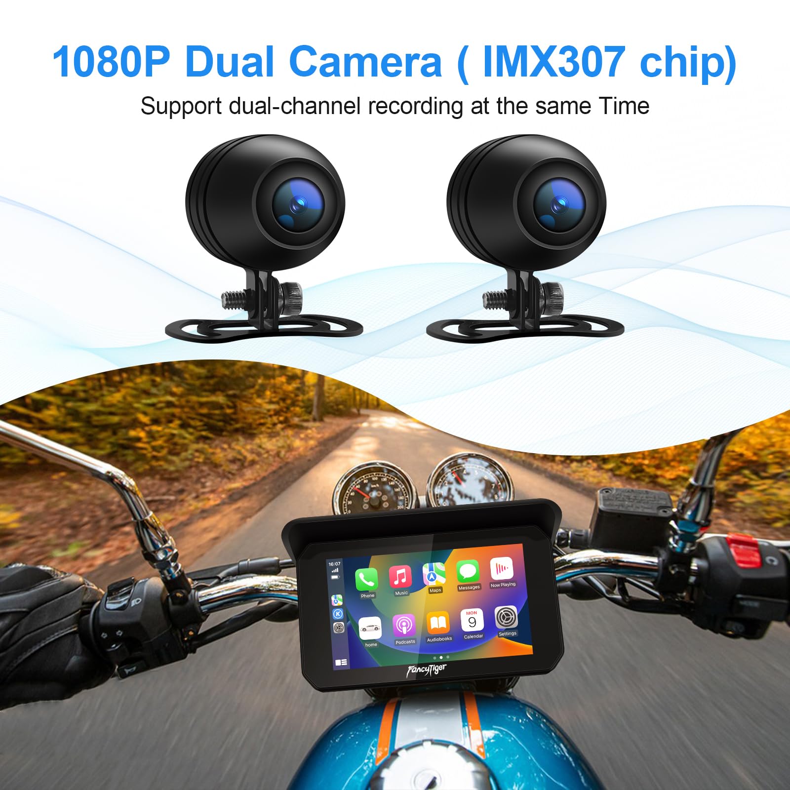 Mua FancyTiger Portable Wireless Apple Motorcycle Carplay & Android Auto Screen, Motorcycle Dash ...