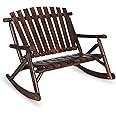 Amazon.com: HOMEDIARY Outdoor Wood Rocking Bench, 2-Person Rustic ...