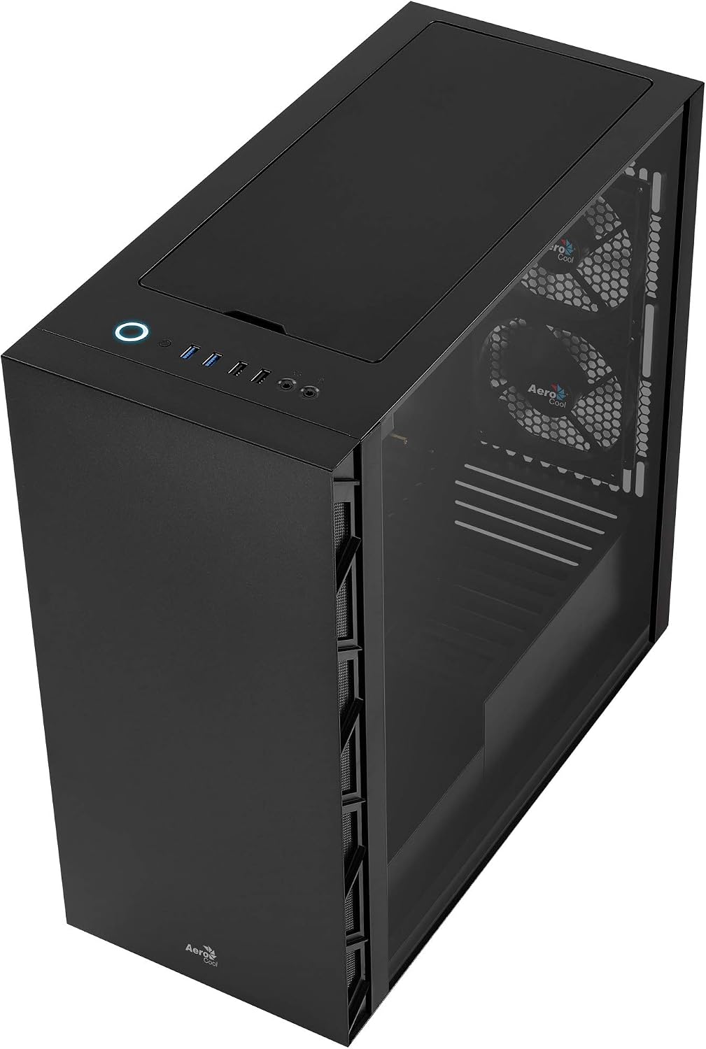 Aerocool FLOBK PC Case, 5 Fans, 12 cm, Tempered Glass, Grille, Black ...