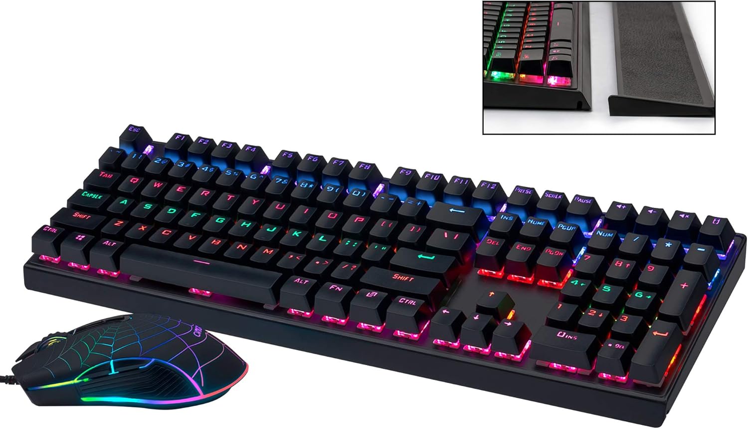CHONCHOW Mechanical Blue Switches Gaming Keyboard and Mouse Combo ...