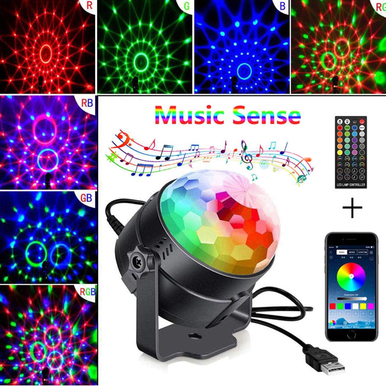 LEDBLE Disco Ball Light Bluetooth Mobile APP Control, Sound Activated ...