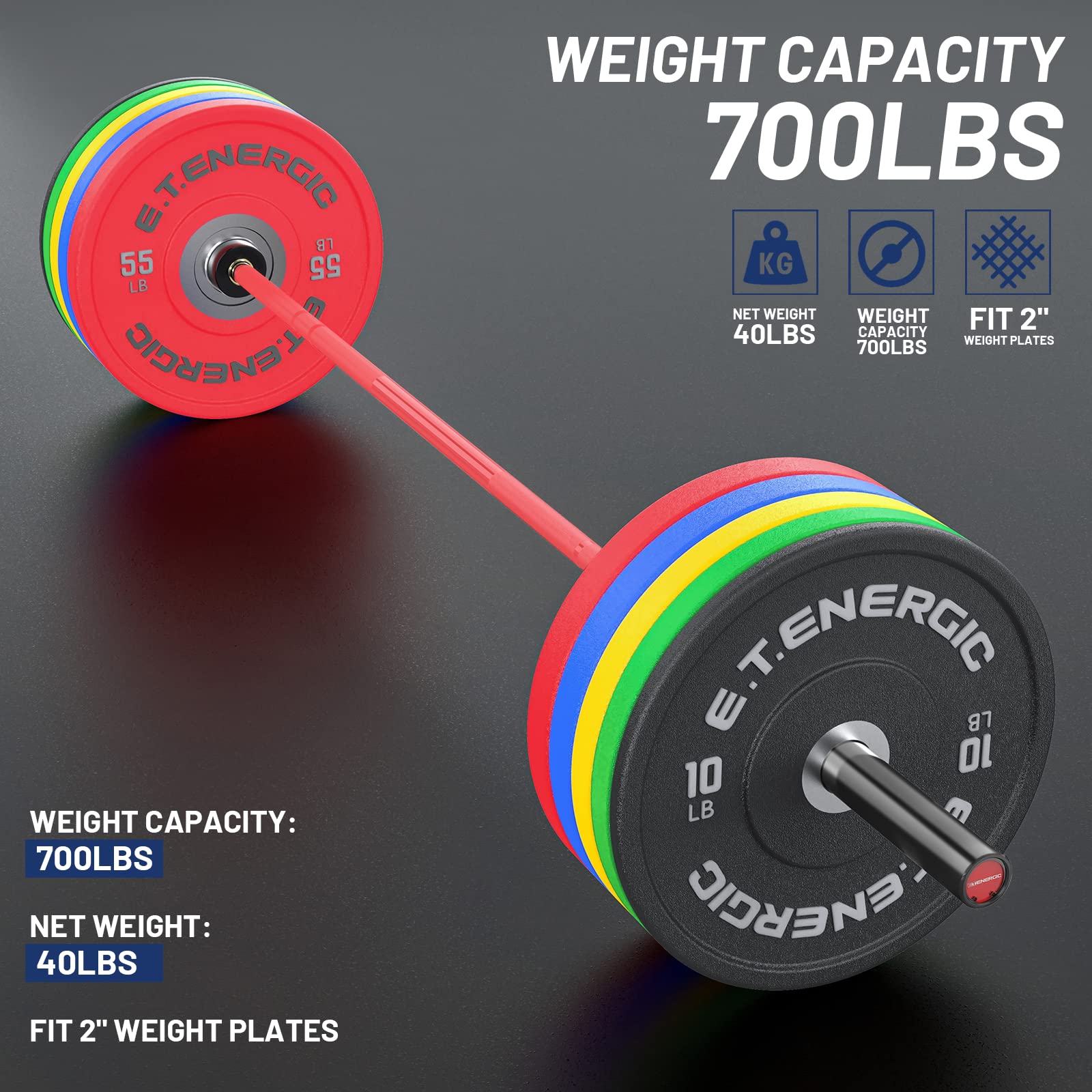 Mua 7ft Olympic Barbell 20KG Bar Load 700/1500-lbs Capacity Available ...
