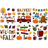 Amazon.com: Whaline 105Pcs Fall Glitter Maple Leaves Window Clings ...